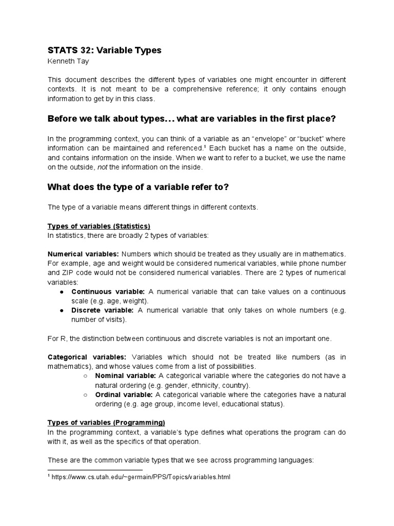 Variable Types | PDF | Data Type | Boolean Data Type