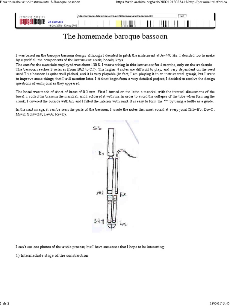How To Make Wind Instruments - 5-Baroque Bassoon | PDF | Bassoon ...