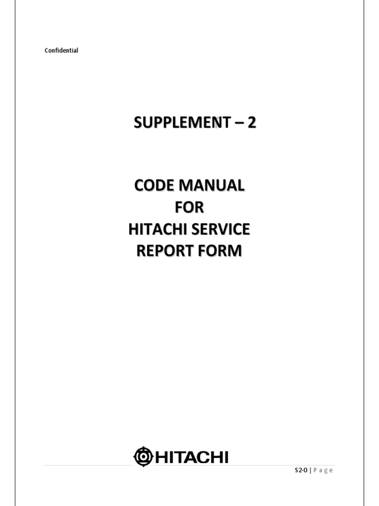 Code Manual For Hitachi Service Report Form | PDF | Loader (Equipment ...