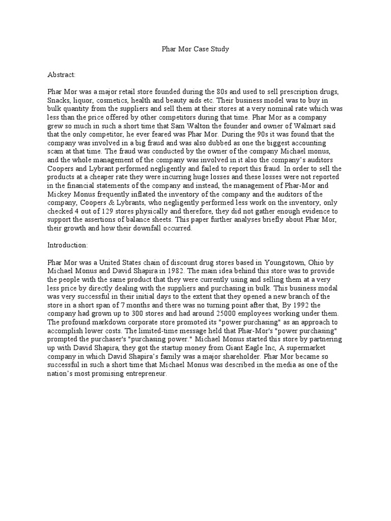 Phar Mor Case Study | PDF | Business | Accounting And Audit
