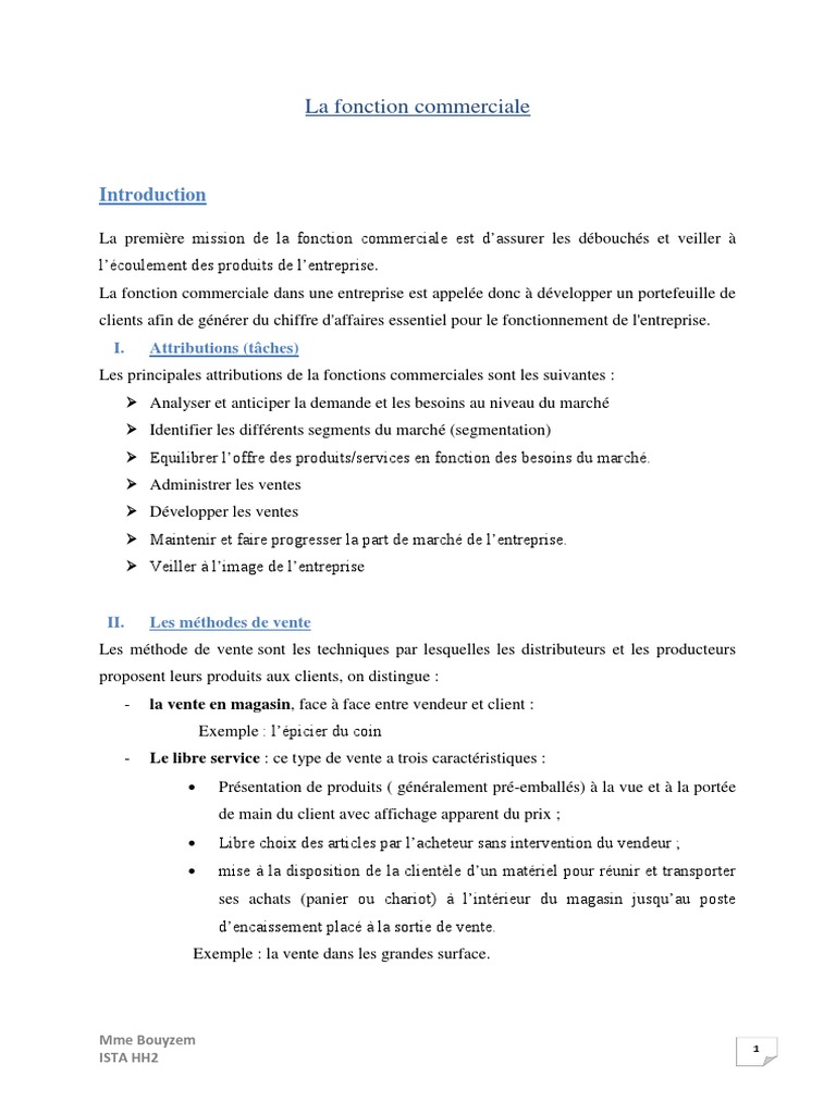 La Fonction Commerciale | PDF | Balance commerciale | Offre et demande