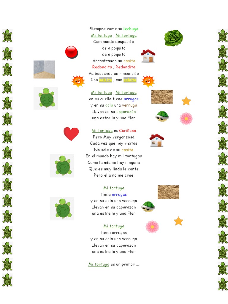 Cancion de Mi Tortuga | PDF | Poesía