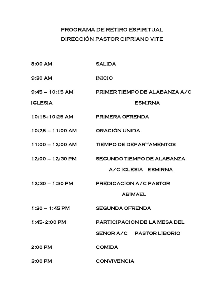 Programa de Retiro Espiritual | PDF