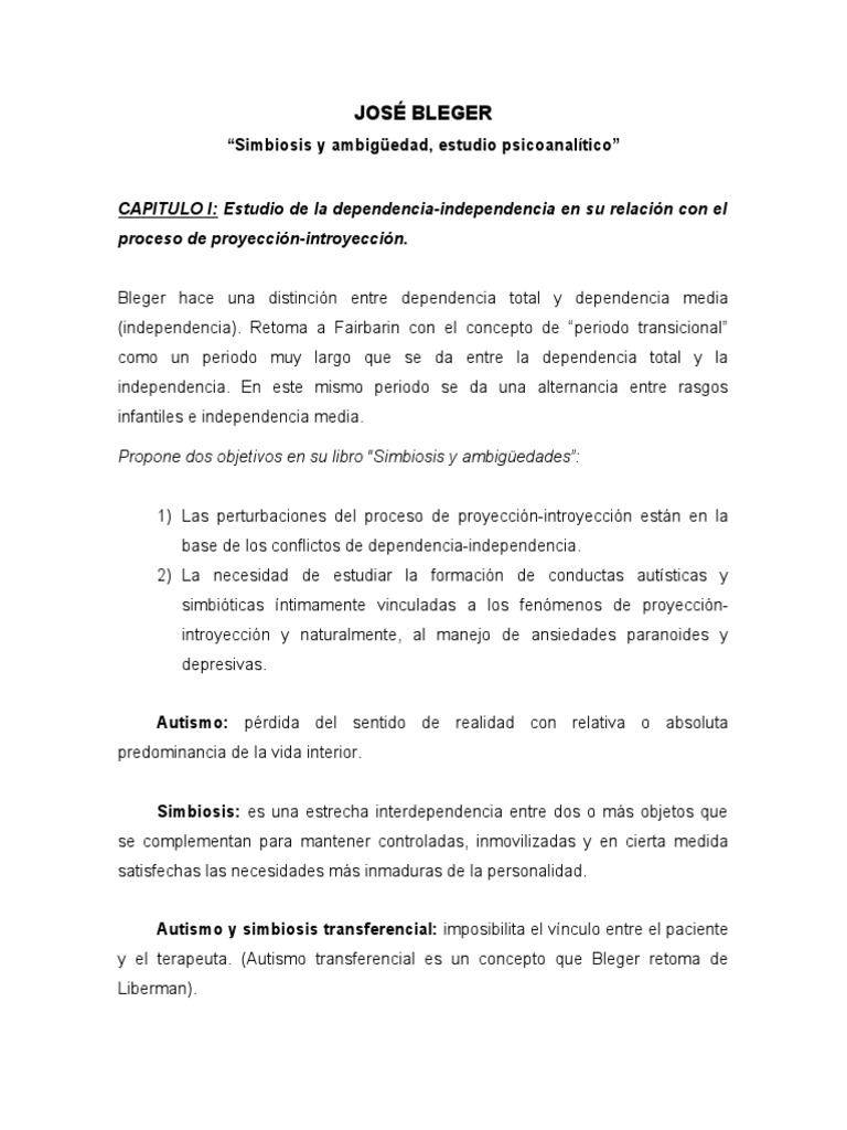 José Bleger | PDF | Psicoanálisis | Espectro autista