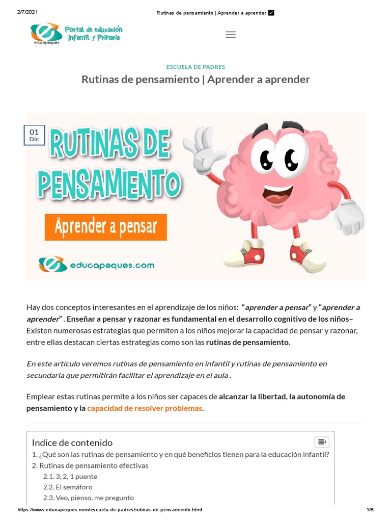 Rutinas de Pensamiento en Educación | PDF | Educación de la primera ...