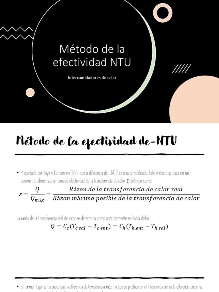 Método de La Efectividad NTU | PDF | Intercambiador de calor | Calor