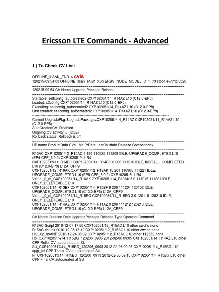 Ericsson LTE Moshell Commands | PDF | Internet Protocols | Computer Networking