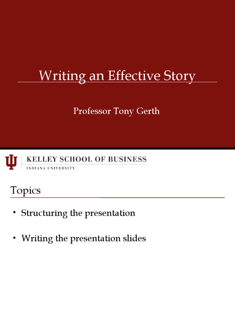 Writing An Effective Story: Professor Tony Gerth | PDF | Chart | Business
