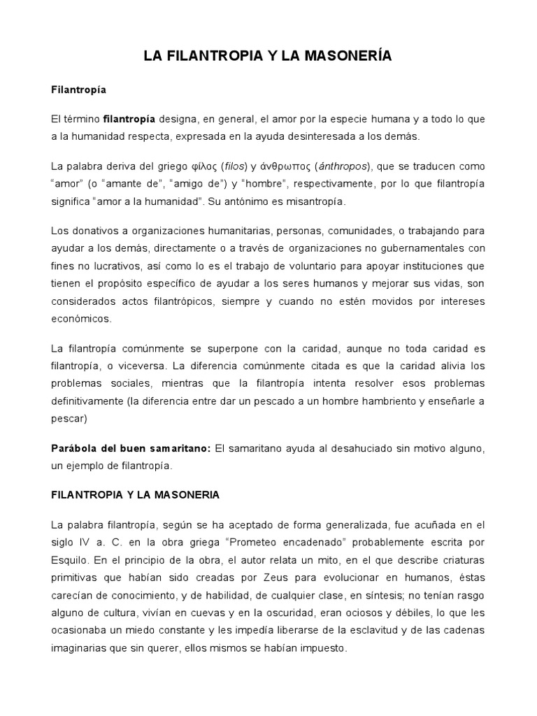 Filantropía en la Masonería: Significado y Ejemplos | PDF | Filantropía ...