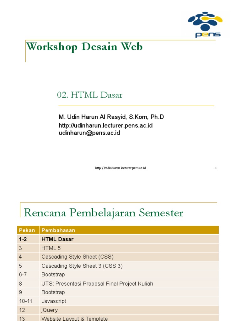 02 - HTML Dasar - Workshop Desain Web - 20200916 | PDF | Bootstrap (Front End Framework) | Html