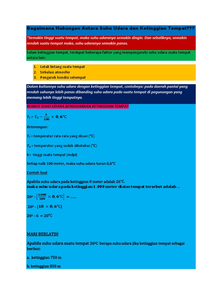 Bagaimana Hubungan Antara Suhu Udara Dan Ketinggian Tempat Edt | PDF | Metode & Bahan Ajar ...