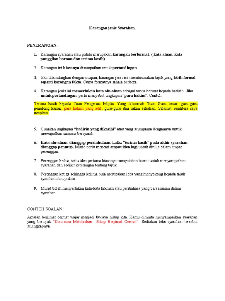 Karangan Syarahan - Nota | PDF