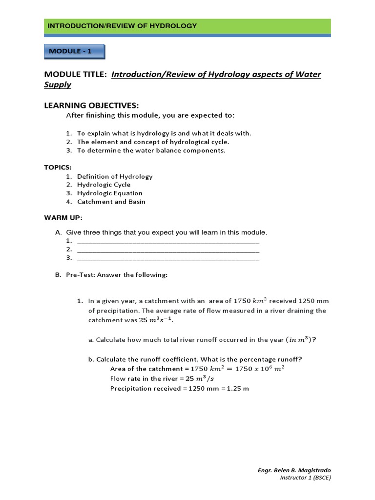 Hydrology Overview and Water Balance | PDF | Hydrology | Drainage Basin