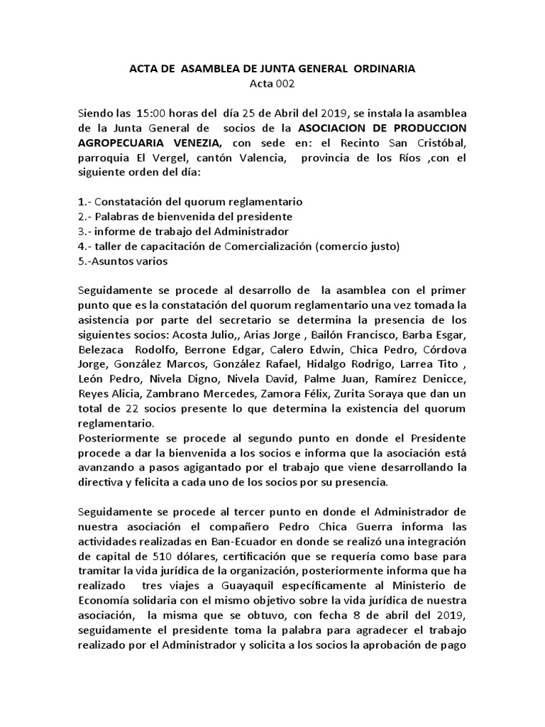 2 ACTA de Asamblea Ordinaria 2 | Descargar gratis PDF | Economias | Economía (general)