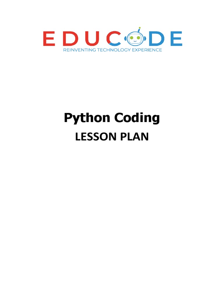 Lesson Plan - Unit No. 1 - Lesson No. 1 - Grade 10 | PDF | Python ...