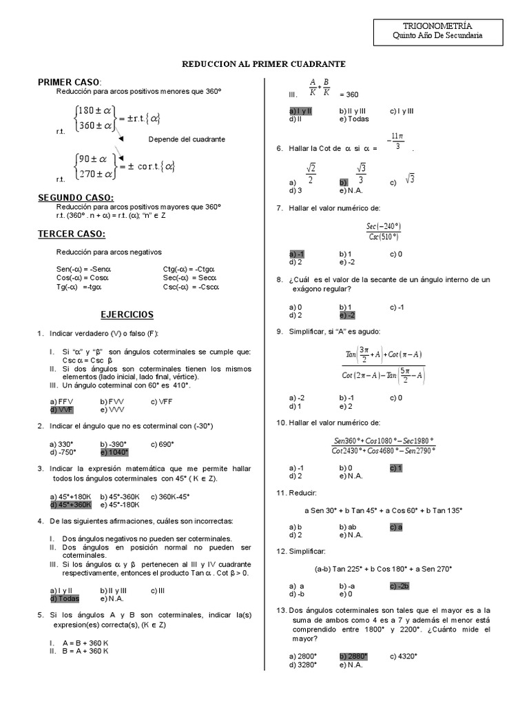 Reduccion Al Primer Cuadrante | PDF | Análisis complejo | Espacio