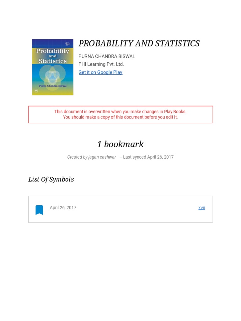 Notes From "PROBABILITY AND STATISTICS" | PDF