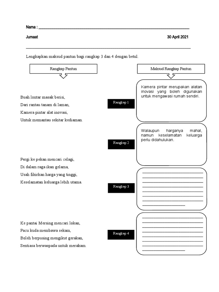 Bahan Seni Bahasa (Pantun) | PDF