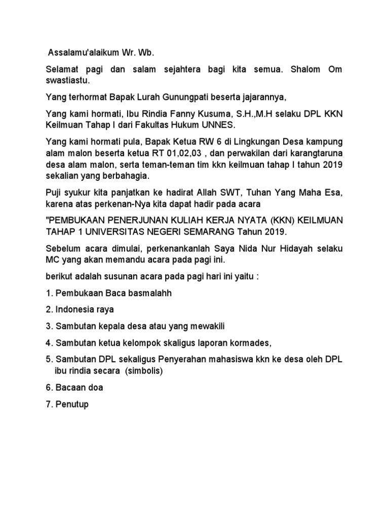 Teks MC Upacara Pembukaan | PDF