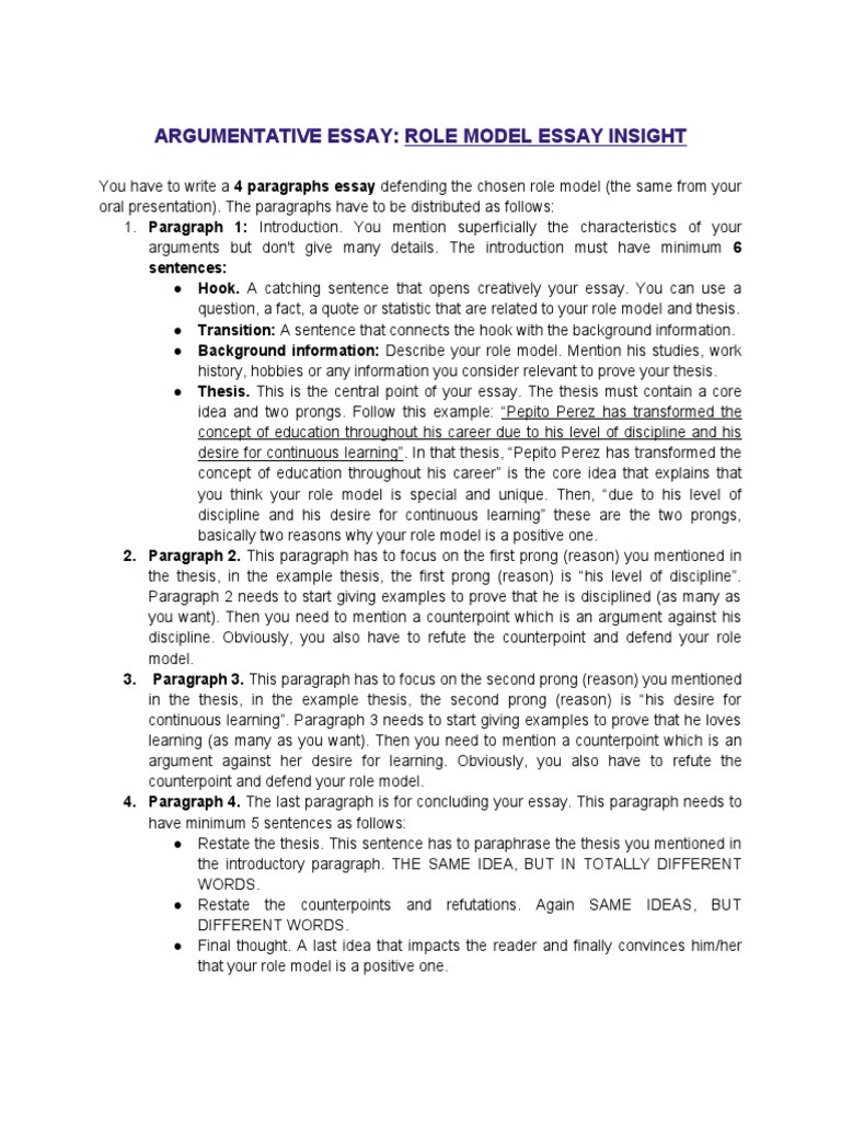Crafting an Argumentative Role Model Essay | PDF | Essays | Thesis