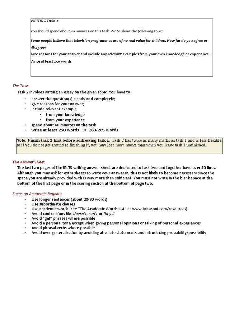 IELTS Writing Task 2 Guide | PDF | Question | Foods