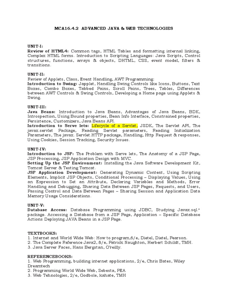 Mca16.4.2 Advanced Java & Web Technologies | PDF | Method (Computer Programming) | Java ...