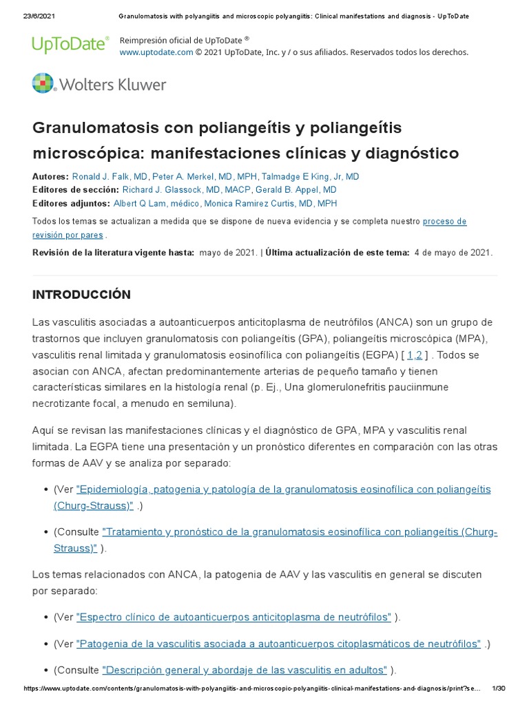 Granulomatosis With Polyangiitis and Microscopic Polyangiitis ...