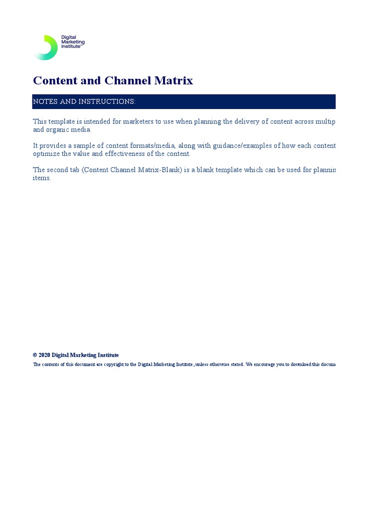 Content and Channel Matrix Template Rebranded | PDF | Search Engine ...
