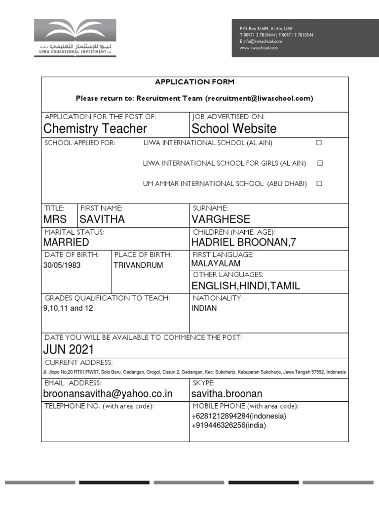 Liwa Education Application Form v2 | PDF | Wellness | Medical