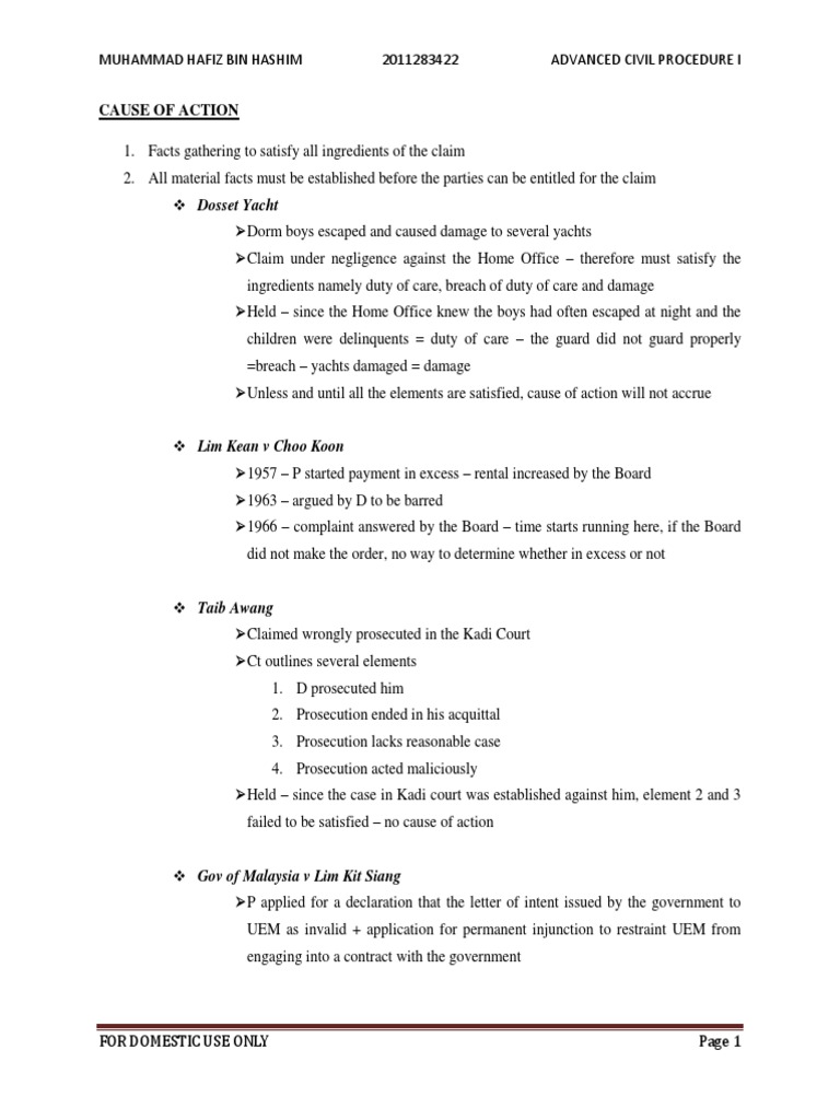 Understanding Causes of Action in Law | PDF | Cause Of Action | Judiciaries