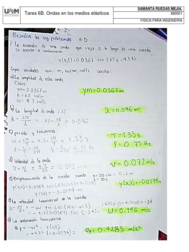 Tarea 6B. Ondas en Los Medios Elásticos | PDF