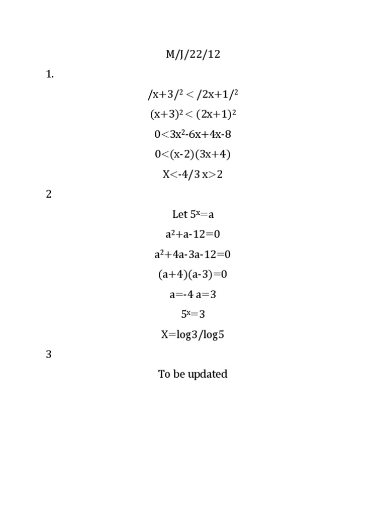 Quadratic and Logarithmic Solutions | PDF | Mathematical Analysis ...