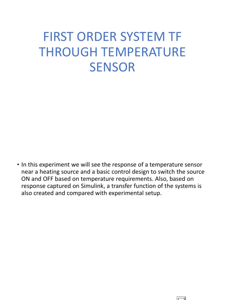 First Order System TF Through Temperature Sensor