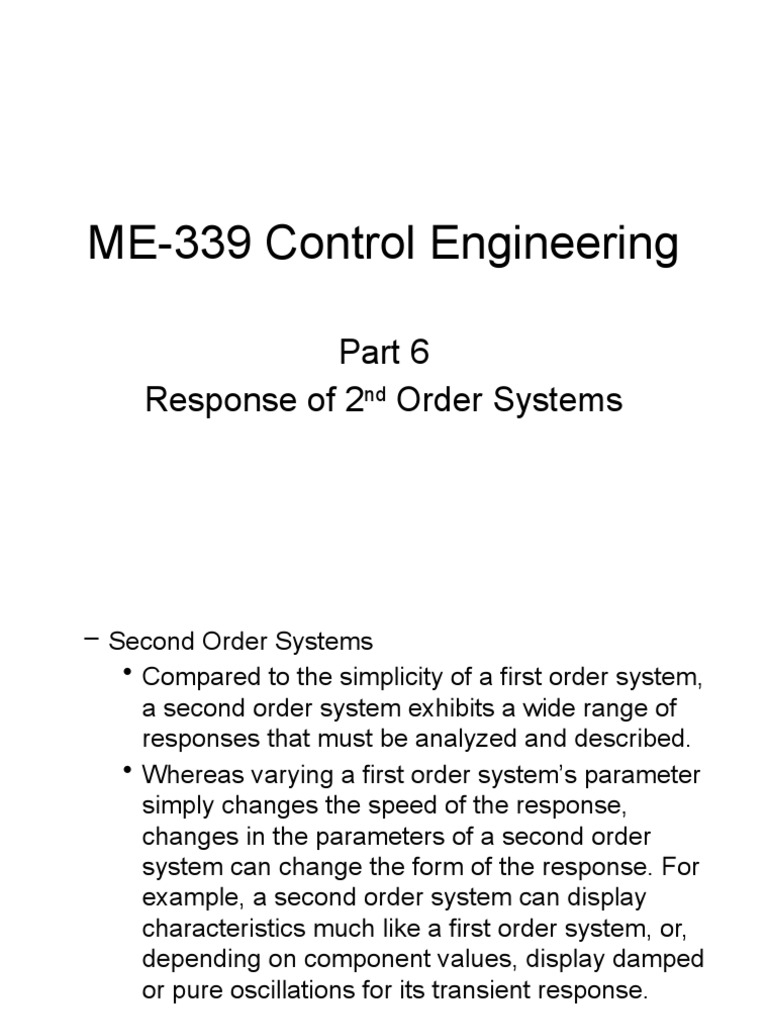 Lecture 6 2nd Order System Time Response Pdf Physics Electrical