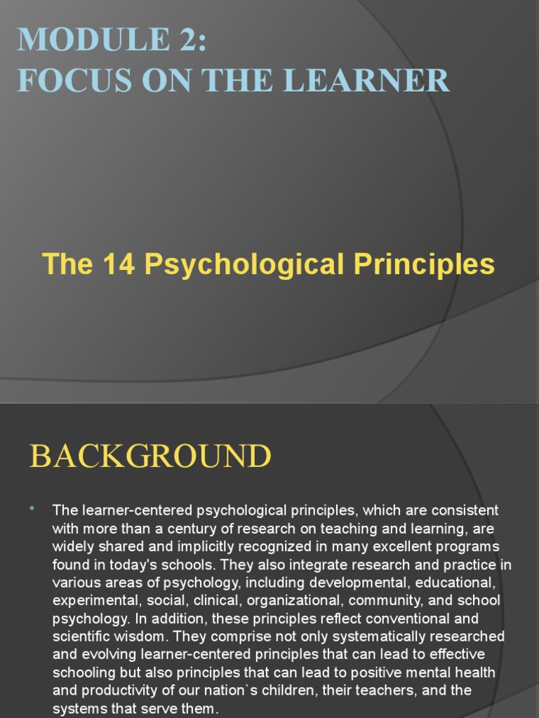 14 Principles of Learner-Centered Psychology | PDF | Motivation ...