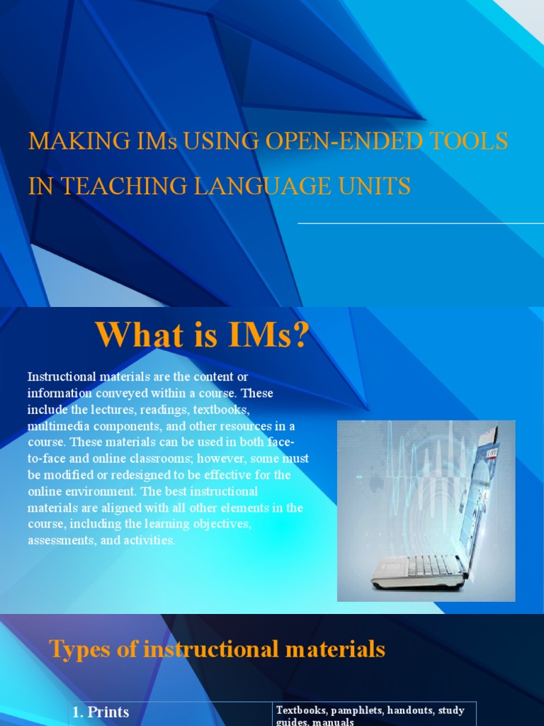 Making Ims Using Open-Ended Tools in Teaching Language Units | PDF ...