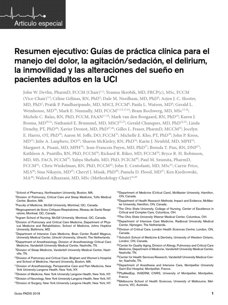 Guia PADIS Resumen | PDF | Intensive Care Medicine | Medicine