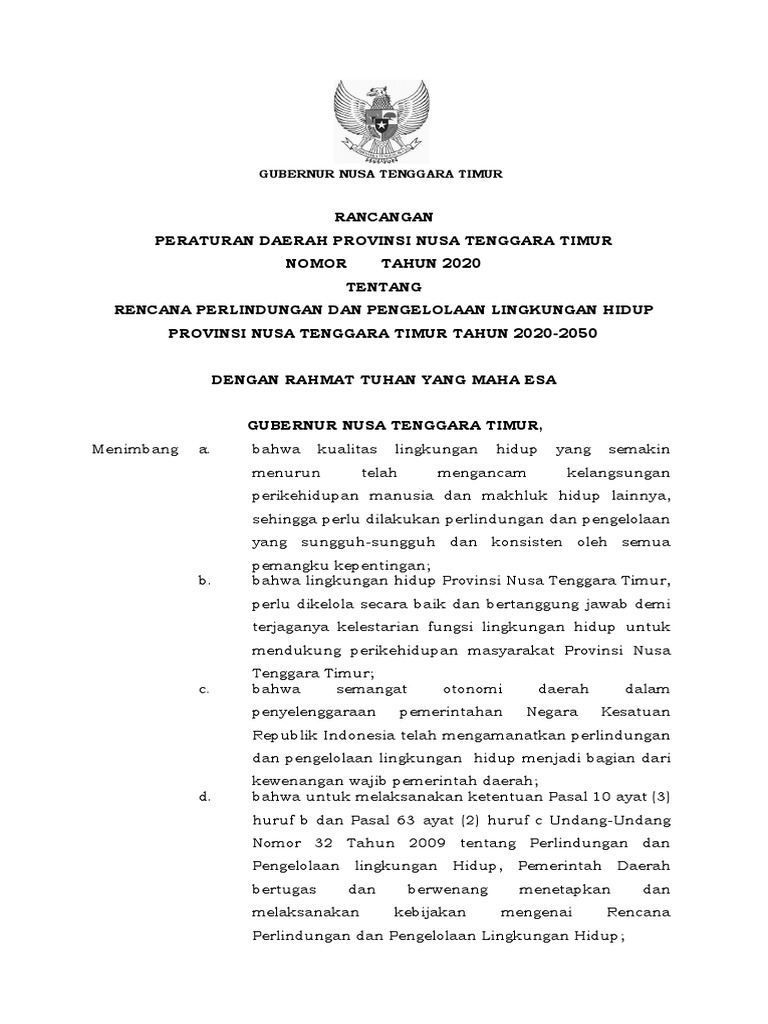 Ranperda RPPLH (Lingkungan Hidup) | PDF