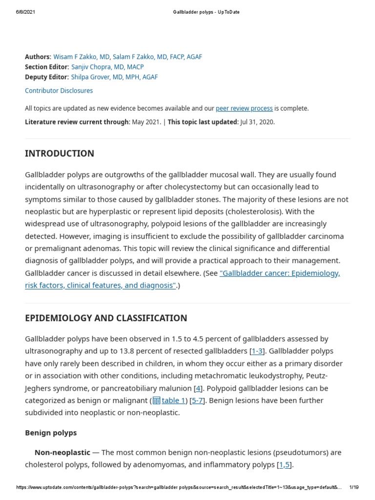 Gallbladder Polyps - UpToDate | PDF | Gallbladder | Adenoma