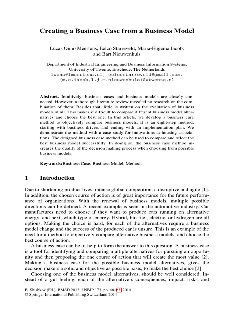 Crafting A Business Case Model | PDF | Business Model | Risk