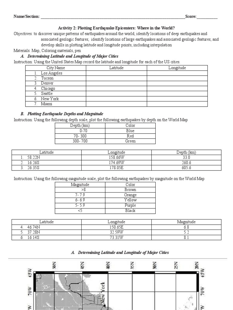 Activity Earthquake Plotting | Download Free PDF | Earthquakes | Color