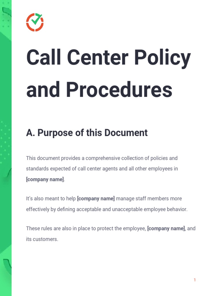 Call Center Policies and Procedures Guide | PDF | Non Disclosure ...