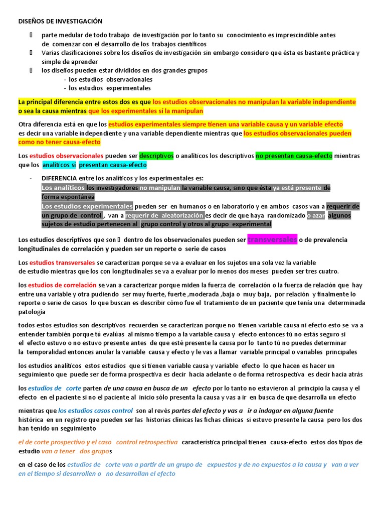 Diseños de Investigación | PDF | Experimentar | Ensayo clínico