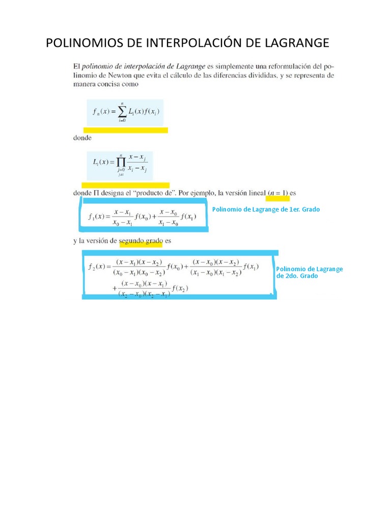Interpolacion de Lagrange | PDF