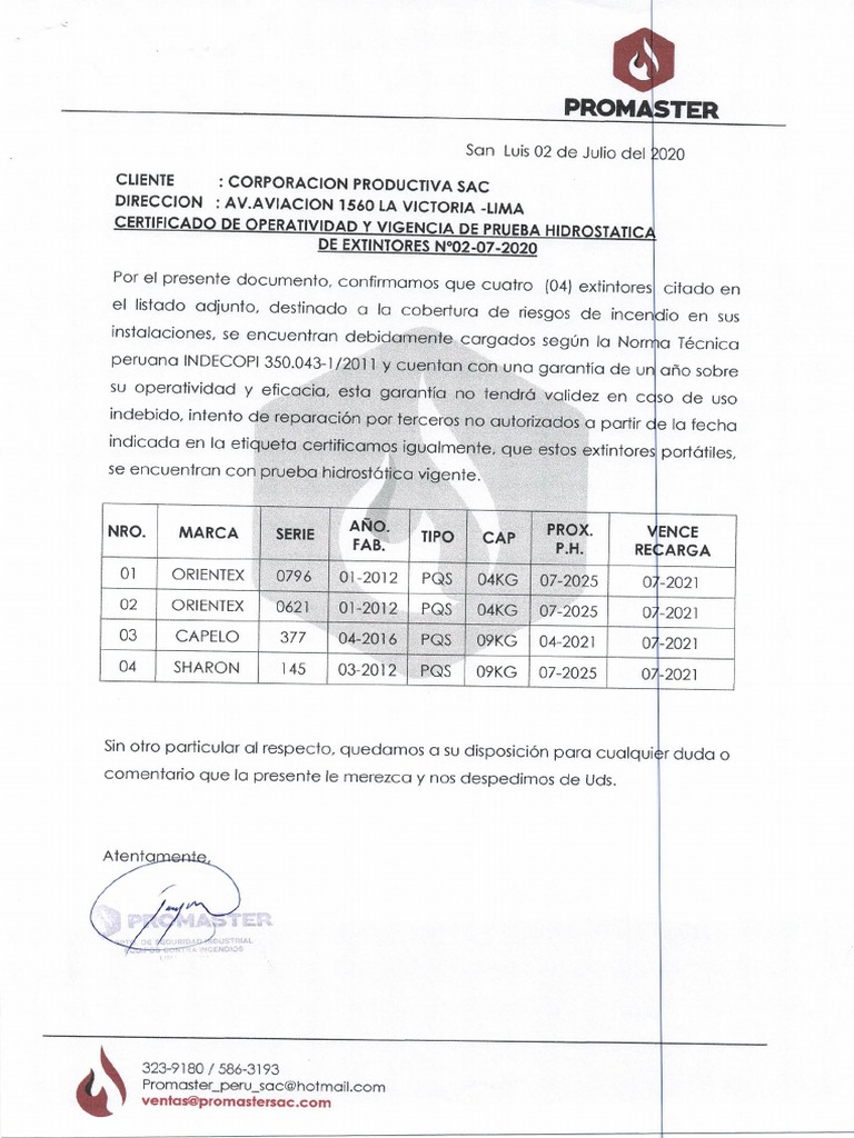 Prueba Hidrostatica de Extintores | PDF