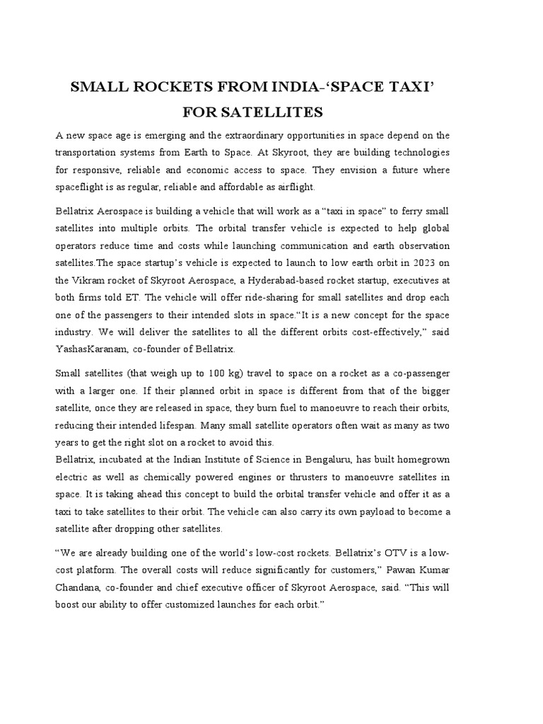 Small Rockets (Edited) 1 | PDF | Satellite | Rocket