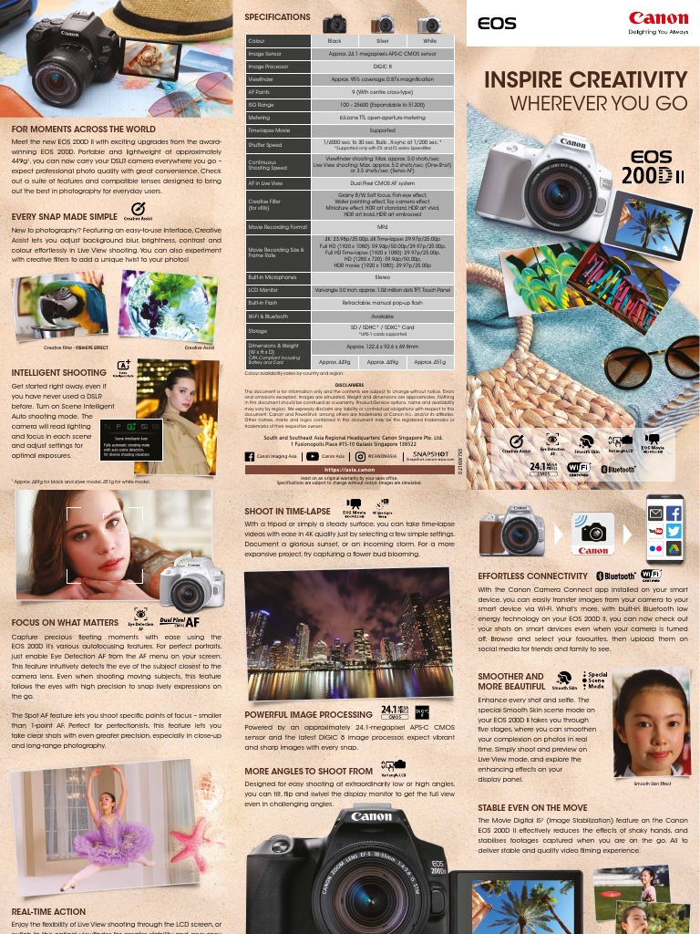 Canon EOS200D II Brochure | PDF | Live Preview | Canon Eos