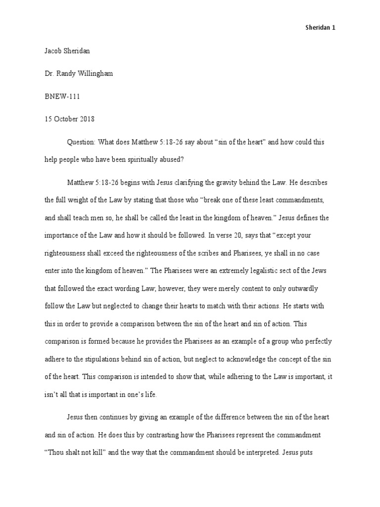 Bible Reflective Essay #1 | PDF | Ten Commandments | Pharisees
