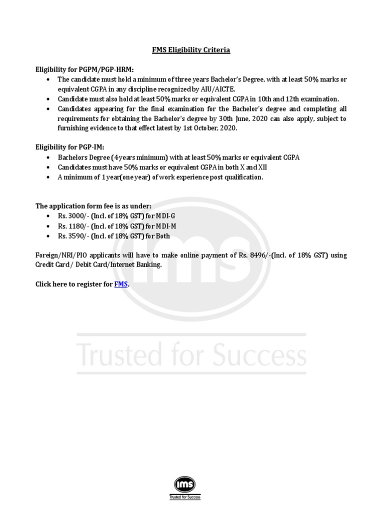 FMS Form-Filling Guidelines IMS | PDF | Master Of Business ...