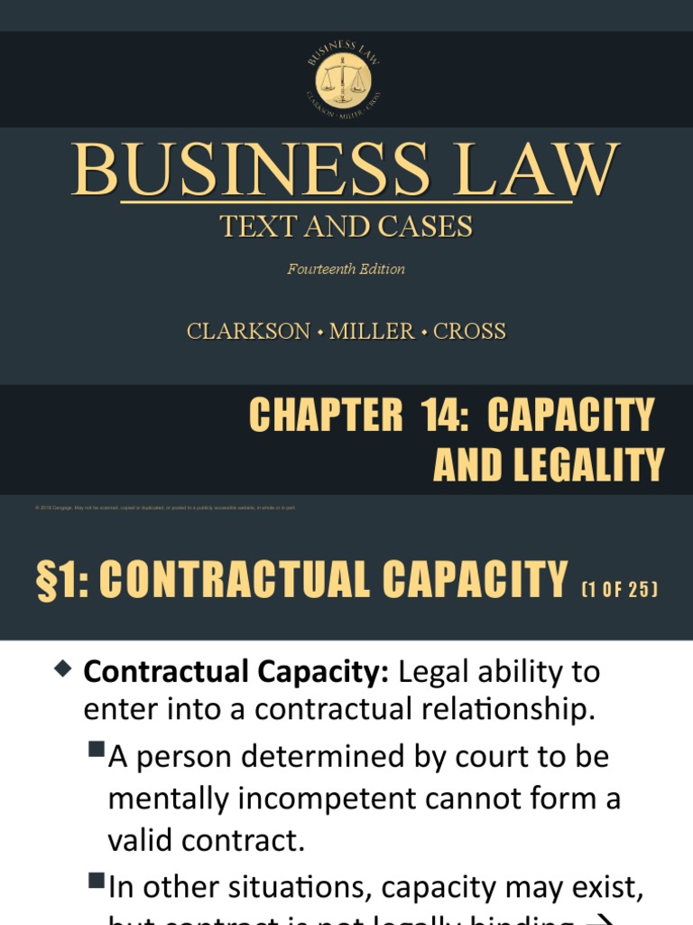 Clarkson14e - PPT - ch14 Capacity and Legality | PDF | Legal Concepts ...